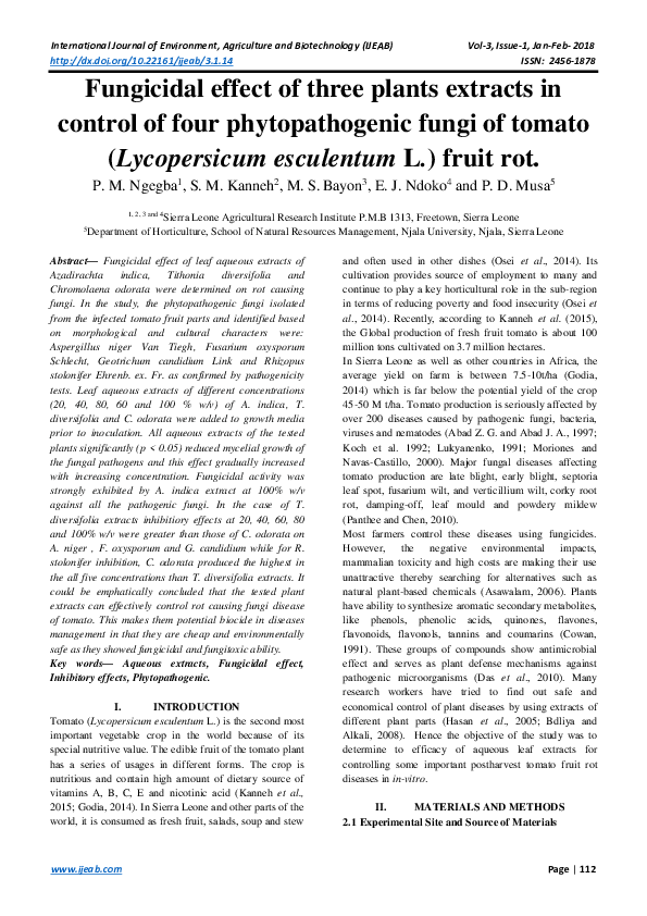 (PDF) Fungicidal effect of three plants extracts in control of four phytopathogenic fungi of ...
