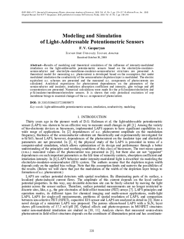 (PDF) Modeling and simulation of light-addressable potentiometric sensors