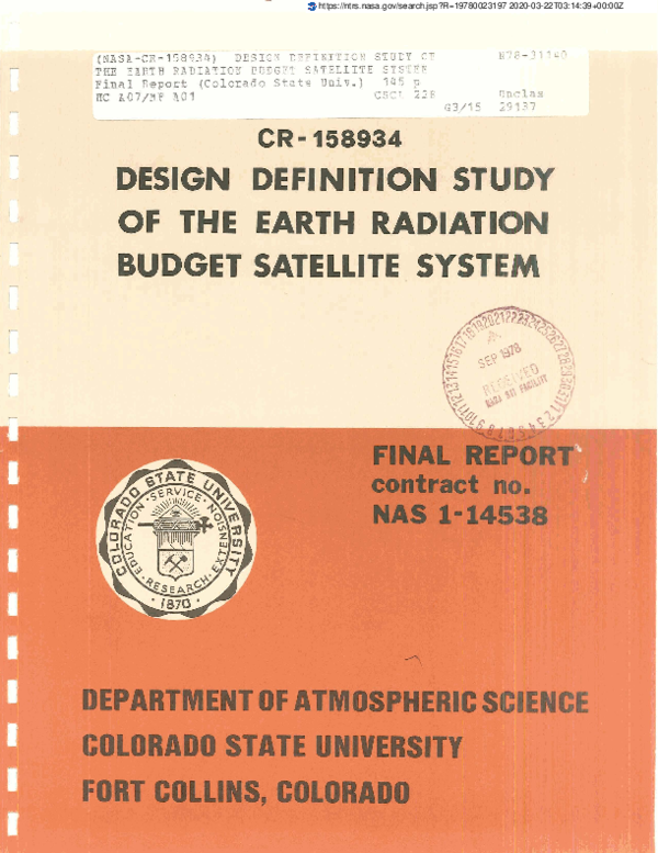 (PDF) Design definition study of the Earth radiation budget satellite ...