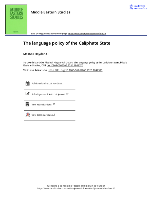 (PDF) The language policy of the Caliphate State
