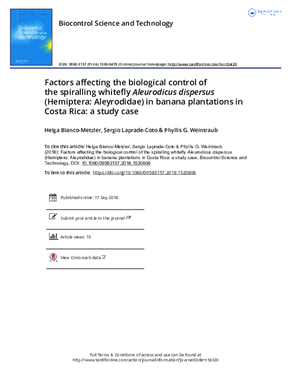 (PDF) Factors affecting the biological control of the spiralling ...