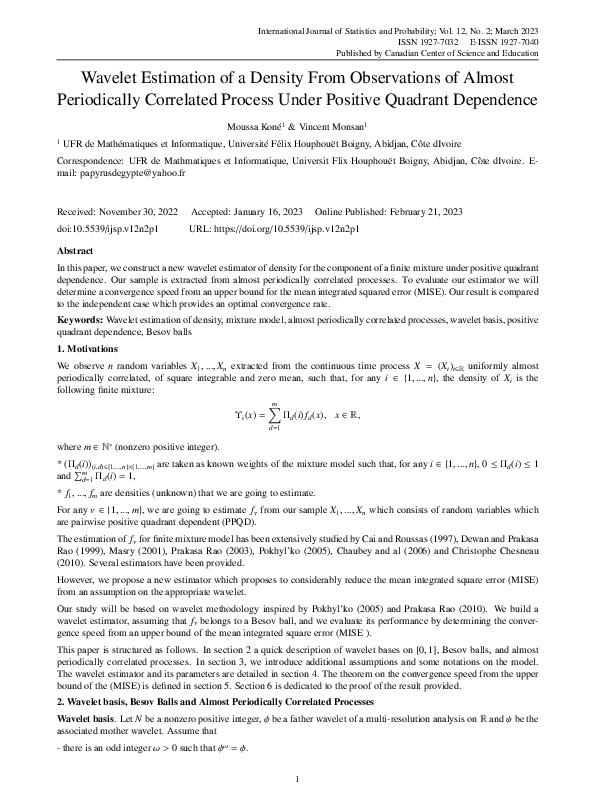 (PDF) Wavelet Estimation of a Density From Observations of Almost Periodically Correlated ...