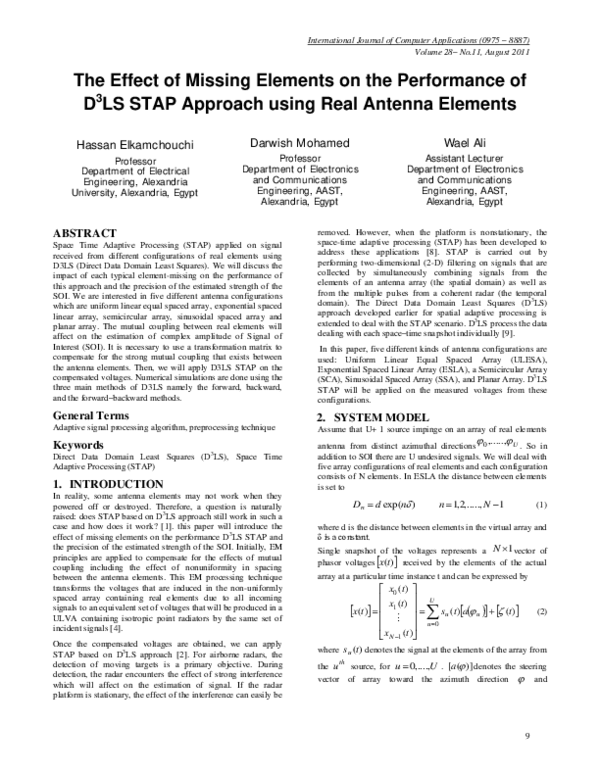 Pdf The Effect Of Missing Elements On The Performance Of D3ls Stap