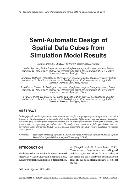 (PDF) Semi-Automatic Design of Spatial Data Cubes from Simulation Model Results