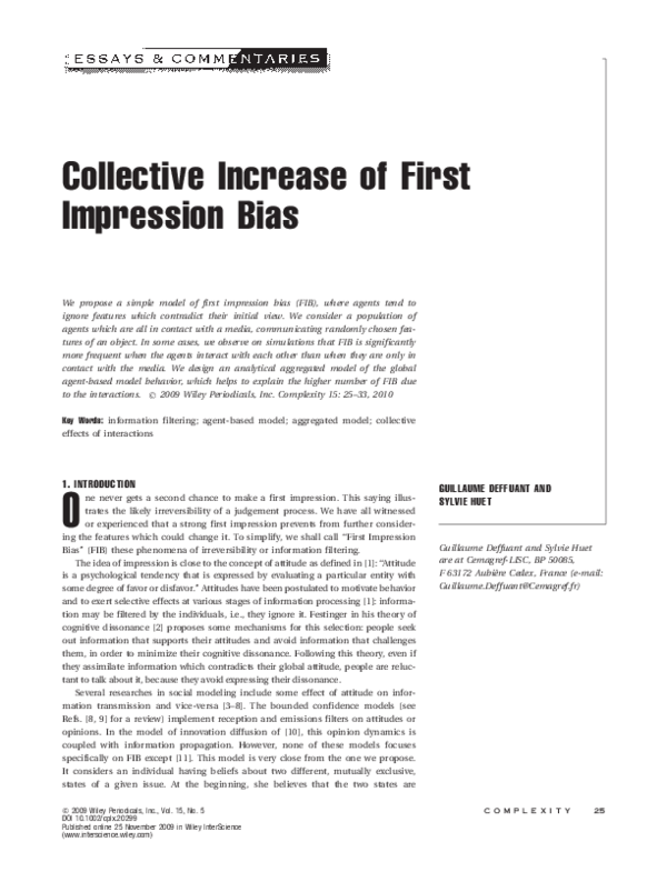 (PDF) Collective increase of first impression bias