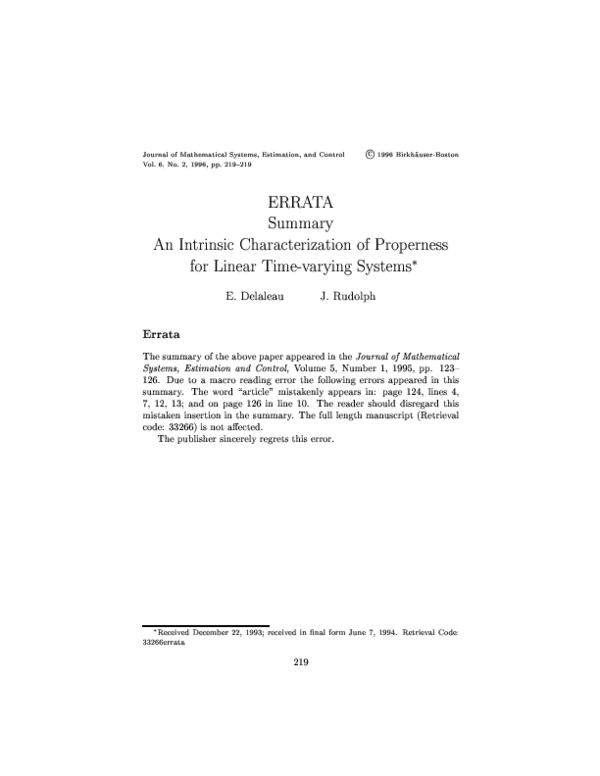 (PDF) An intrinsic characterization of properness for linear time ...