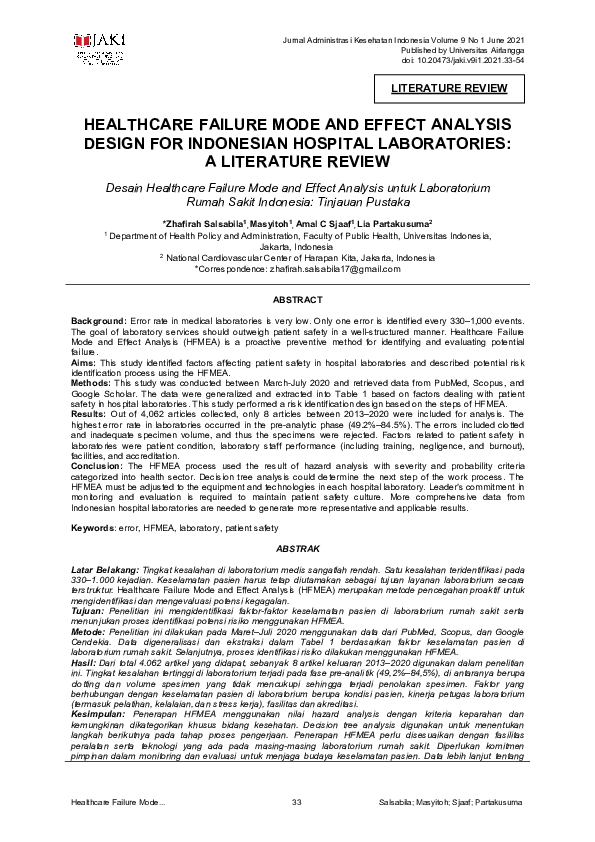 (PDF) Healthcare Failure Mode and Effect Analysis Design for Indonesia ...