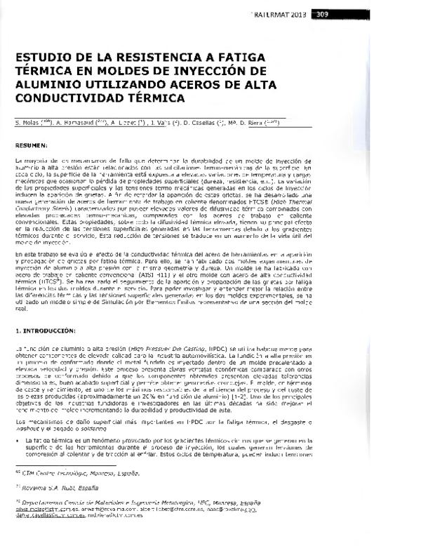 (PDF) Estudio de la resistencia a fatiga térmica en moldes de inyección ...