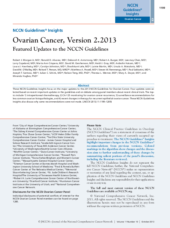 (PDF) Ovarian Cancer, Version 2.2013