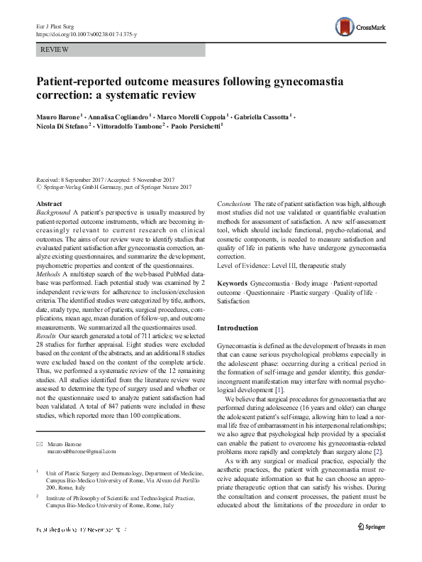 (PDF) Patient-Reported Outcome Measures following Gender Confirmation ...