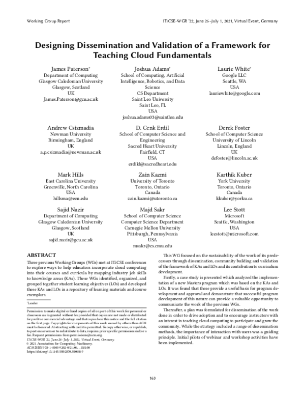 (PDF) Designing Dissemination and Validation of a Framework for ...