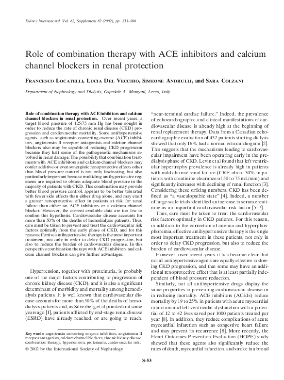 (PDF) Role of combination therapy with ACE inhibitors and calcium ...