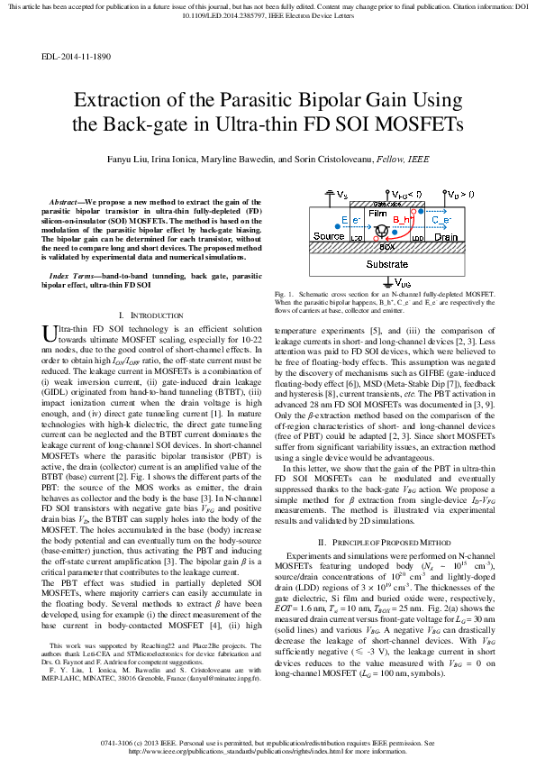 (PDF) Extraction of the Parasitic Bipolar Gain Using the Back-Gate in ...