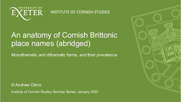 (PPT) Morphology of Toponyms - Introduction to the Anatomy of Cornish ...