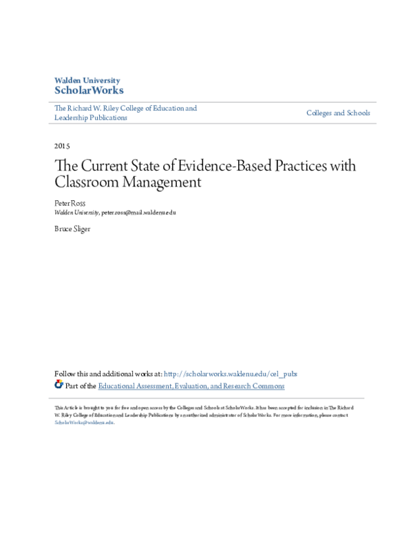 (PDF) The Current State of Evidence-Based Practices with Classroom ...