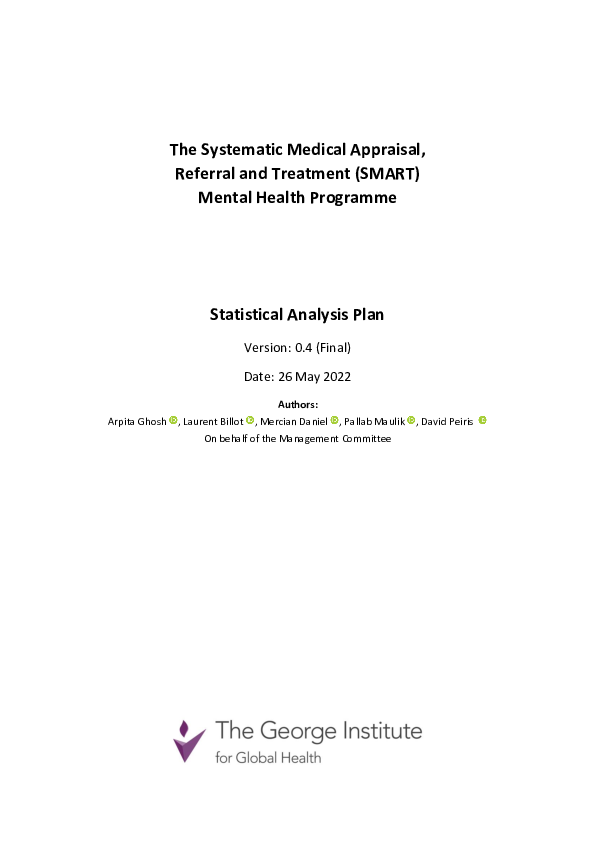 (PDF) Statistical Analysis Plan for the SMART Mental Health study