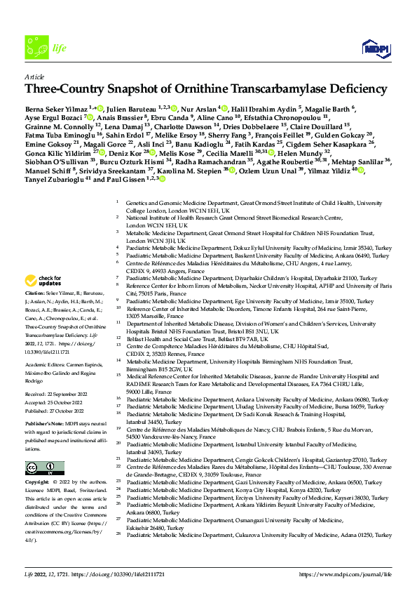(PDF) Three-Country Snapshot of Ornithine Transcarbamylase Deficiency
