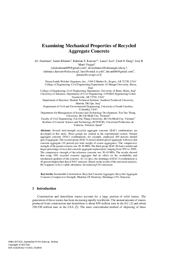 (PDF) Examining Mechanical Properties of Recycled Aggregate Concrete