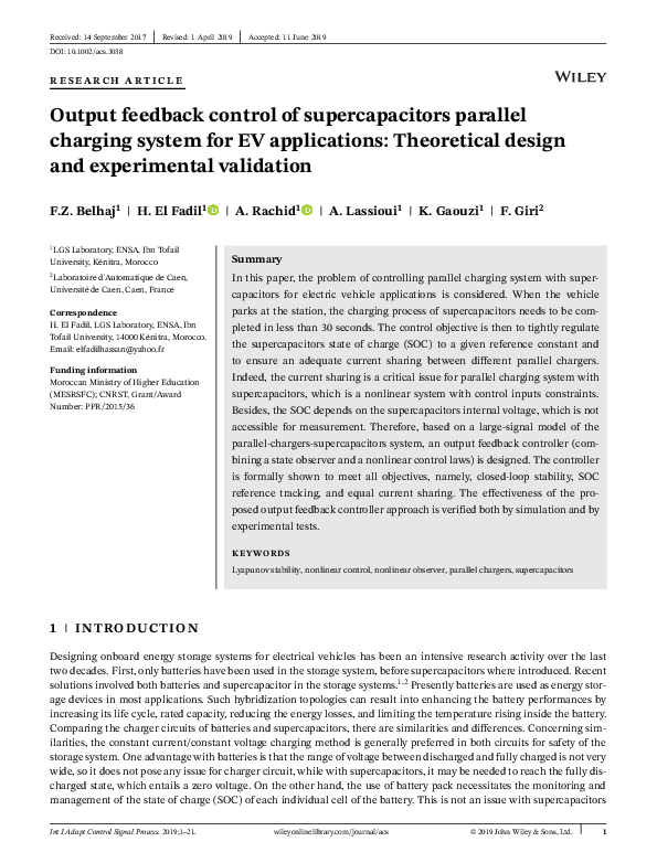 (PDF) Output feedback control of supercapacitors parallel charging system for EV applications ...