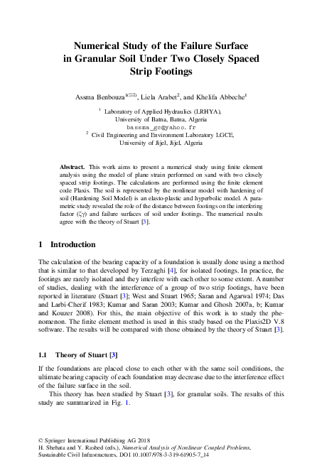 (PDF) Numerical Study of the Failure Surface in Granular Soil Under Two Closely Spaced Strip ...