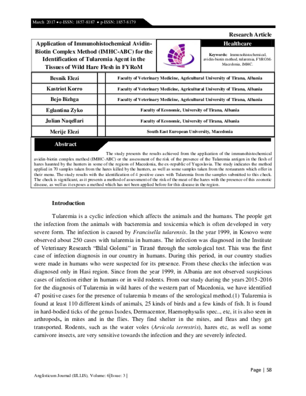 Pdf Application Of Immunohistochemical Avidin Biotin Complex Method