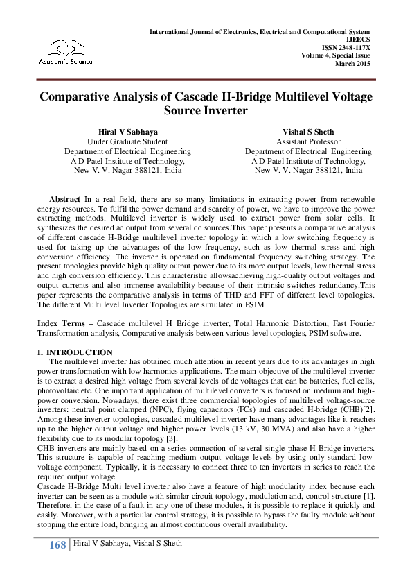 (PDF) Comparative analysis of cascade h-bridge multilevel voltage ...