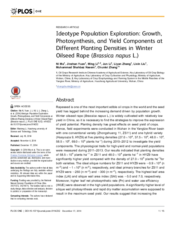(PDF) Ideotype Population Exploration: Growth, Photosynthesis, and ...