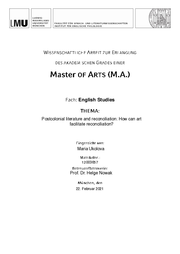 (PDF) Postcolonial literature and reconciliation: How can art ...