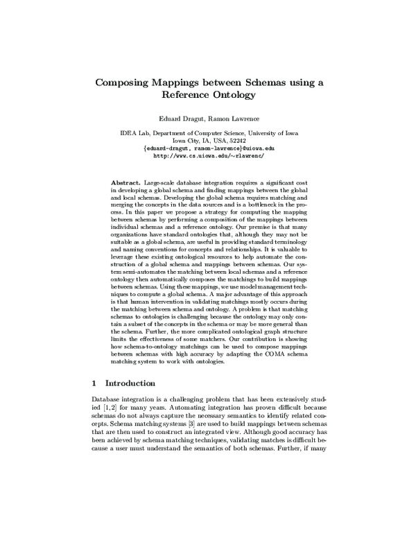 (PDF) Composing Mappings Between Schemas Using a Reference Ontology
