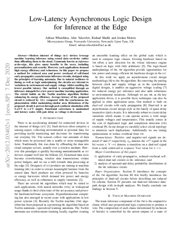 (PDF) Low-Latency Asynchronous Logic Design for Inference at the Edge