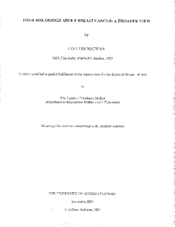 (PDF) Four discourses about breast cancer : a broader view