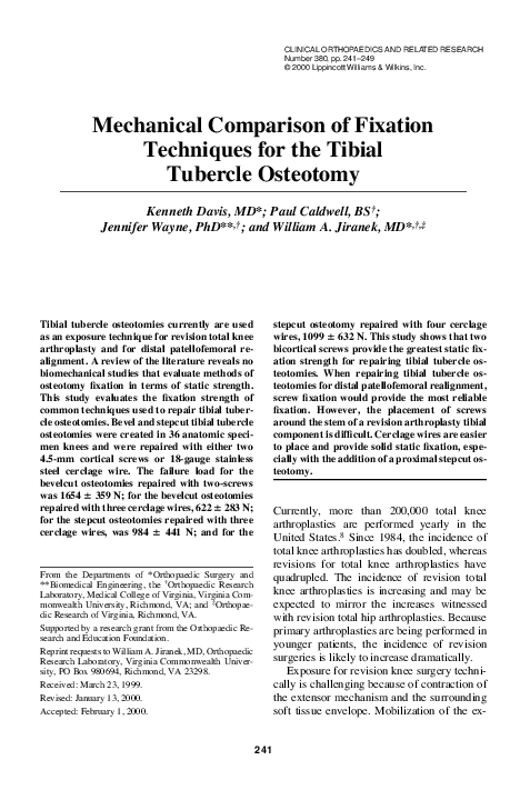 (PDF) Mechanical Comparison of Fixation Techniques for the Tibial ...