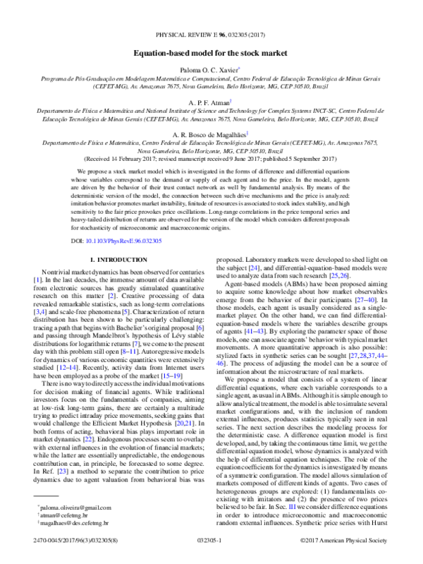 (PDF) Equation-based model for the stock market