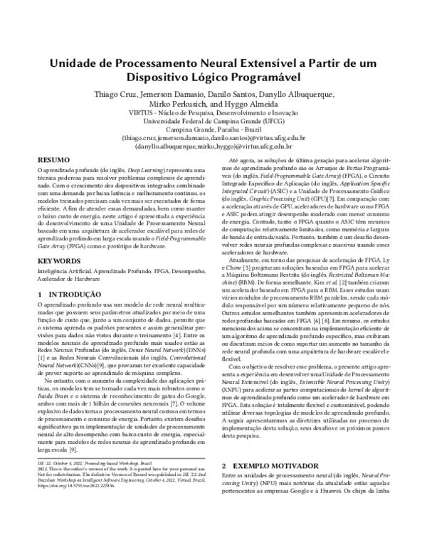 (PDF) Unidade de Processamento Neural Extensível a Partir de um ...