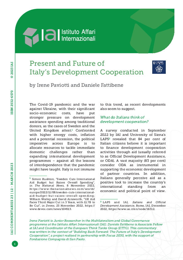 (PDF) Present and Future of Italy’s Development Cooperation