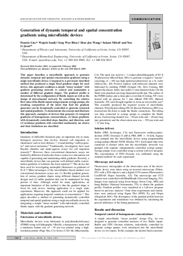 (PDF) Generation of dynamic temporal and spatial concentration ...