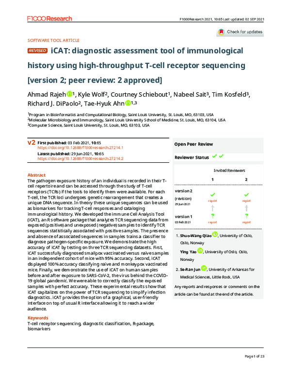 (PDF) iCAT: diagnostic assessment tool of immunological history using ...