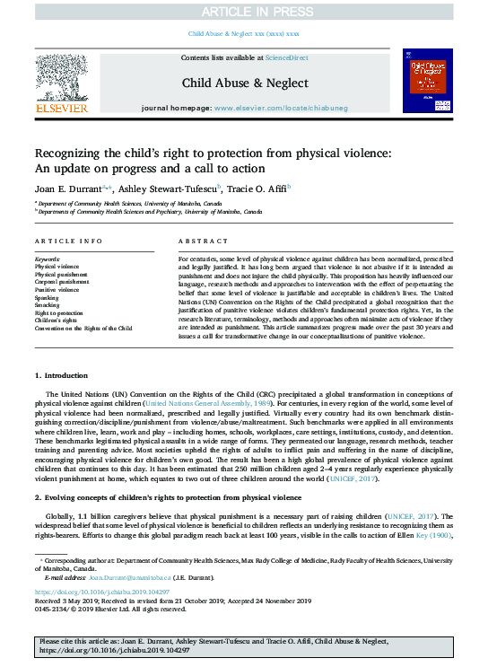 (PDF) Recognizing the child’s right to protection from physical ...