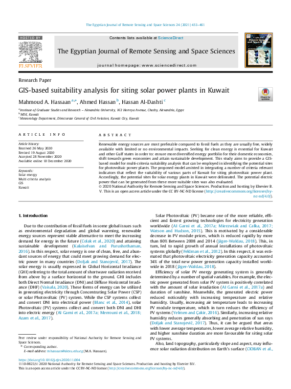 (PDF) GIS-based suitability analysis for siting solar power plants in ...