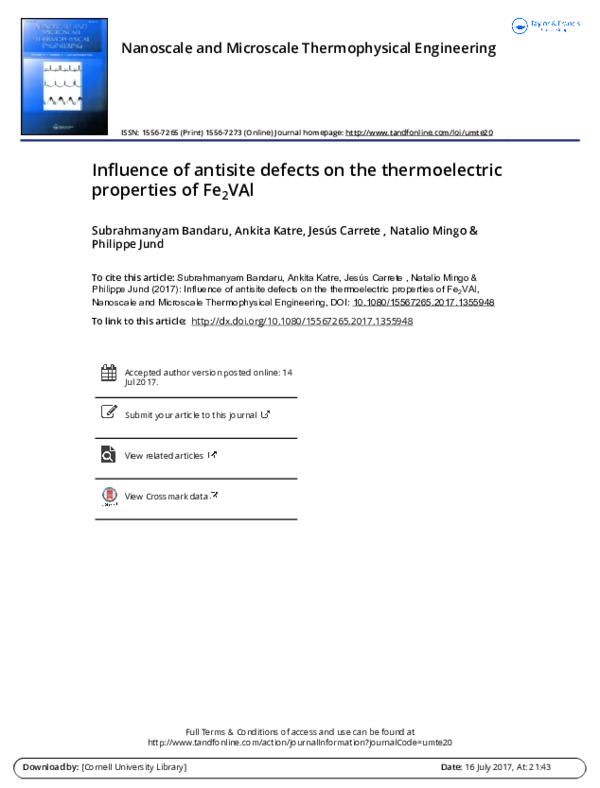 (PDF) Influence of Antisite Defects on the Thermoelectric Properties of ...