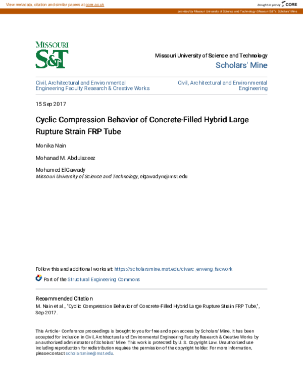 (PDF) Cyclic Compression Behavior of Concrete-Filled Hybrid Large ...