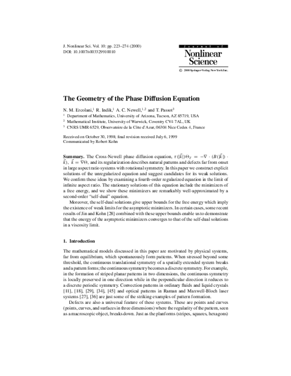 (PDF) The Geometry of the Phase Diffusion Equation | A. Newell ...