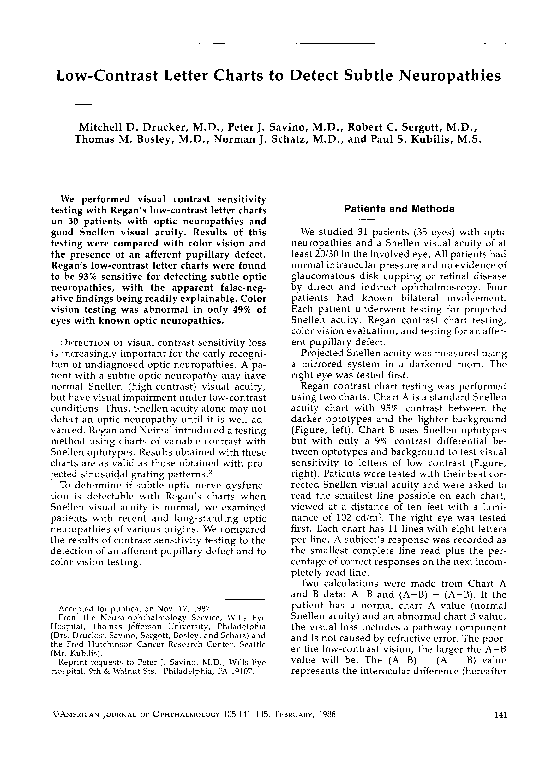 (PDF) Low-Contrast Letter Charts to Detect Subtle Neuropathies