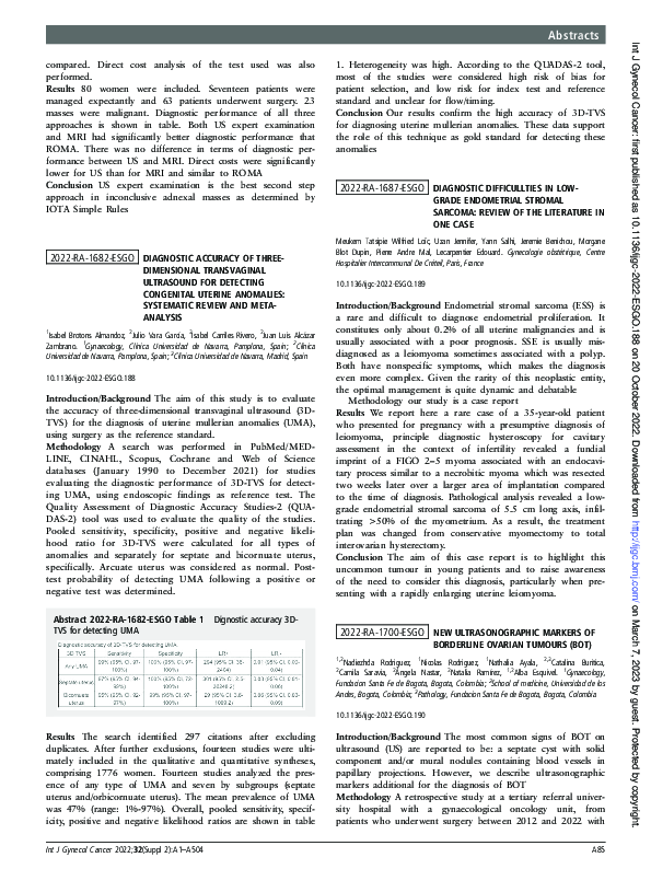 (PDF) 2022-RA-1682-ESGO Diagnostic accuracy of three-dimensional transvaginal ultrasound for ...