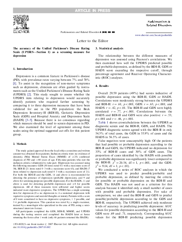 (PDF) The accuracy of the Unified Parkinson's Disease Rating Scale ...