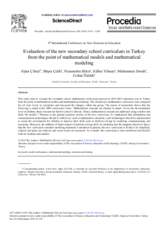 (PDF) Evaluation of the New Secondary School Curriculum in Turkey from ...