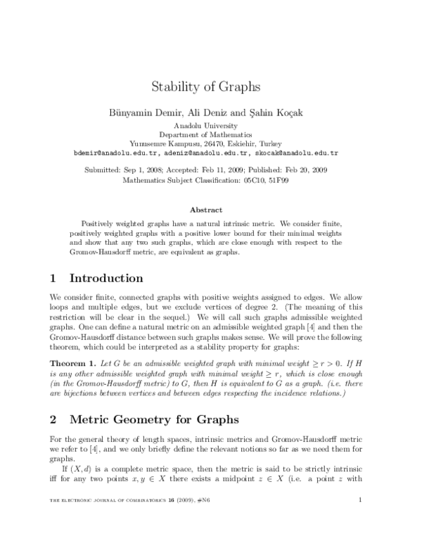 (PDF) Stability of Graphs