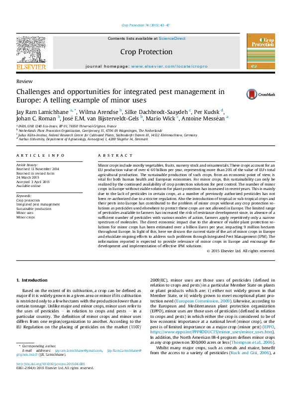 (PDF) Challenges and opportunities for integrated pest management in ...