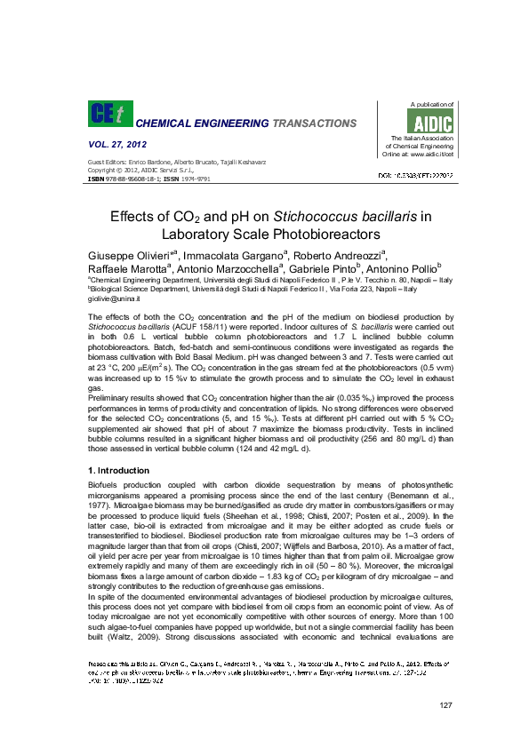 (PDF) Effects of CO2 and pH on Stichococcus bacillaris in Laboratory ...