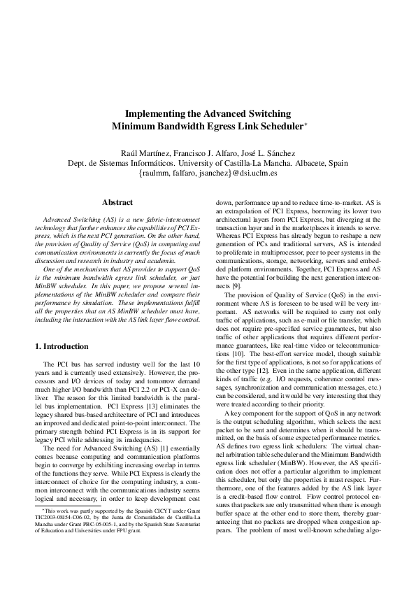(PDF) Implementing the Advanced Switching Minimum Bandwidth Egress Link Scheduler
